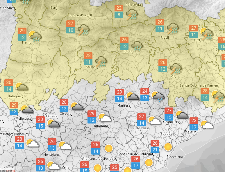 Alerta méteo: les comarques de Catalunya on més plourà